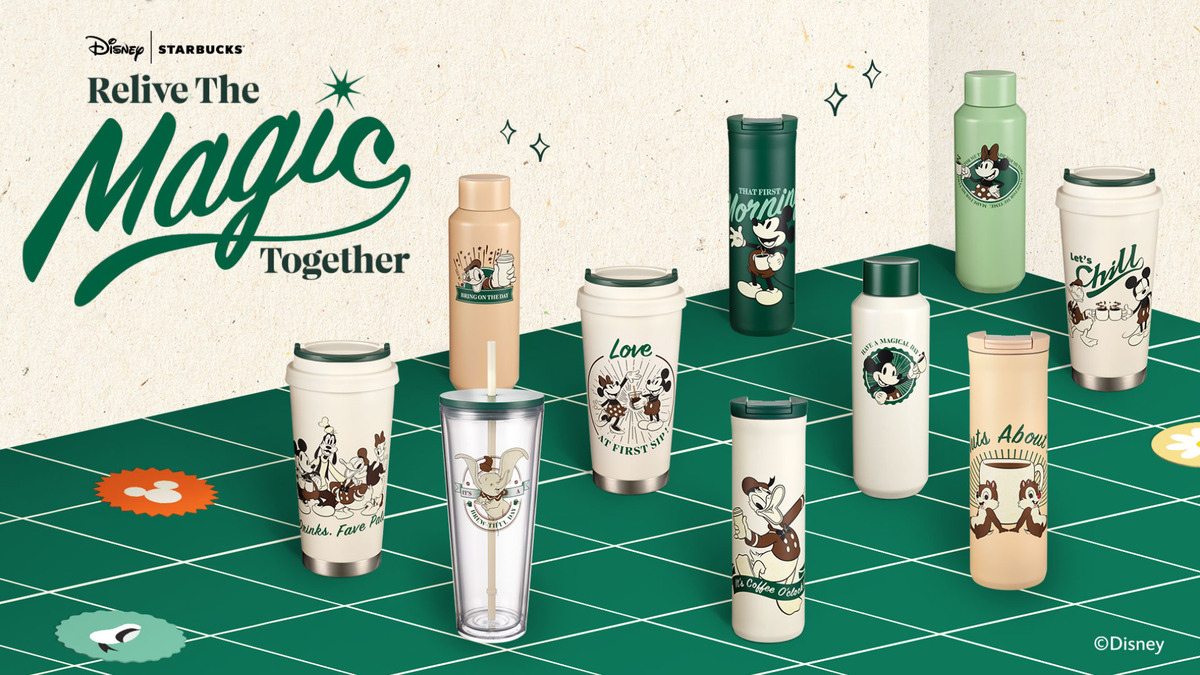 Keajaiban Disney dengan desain merchandise Starbucks bergaya vintage ...